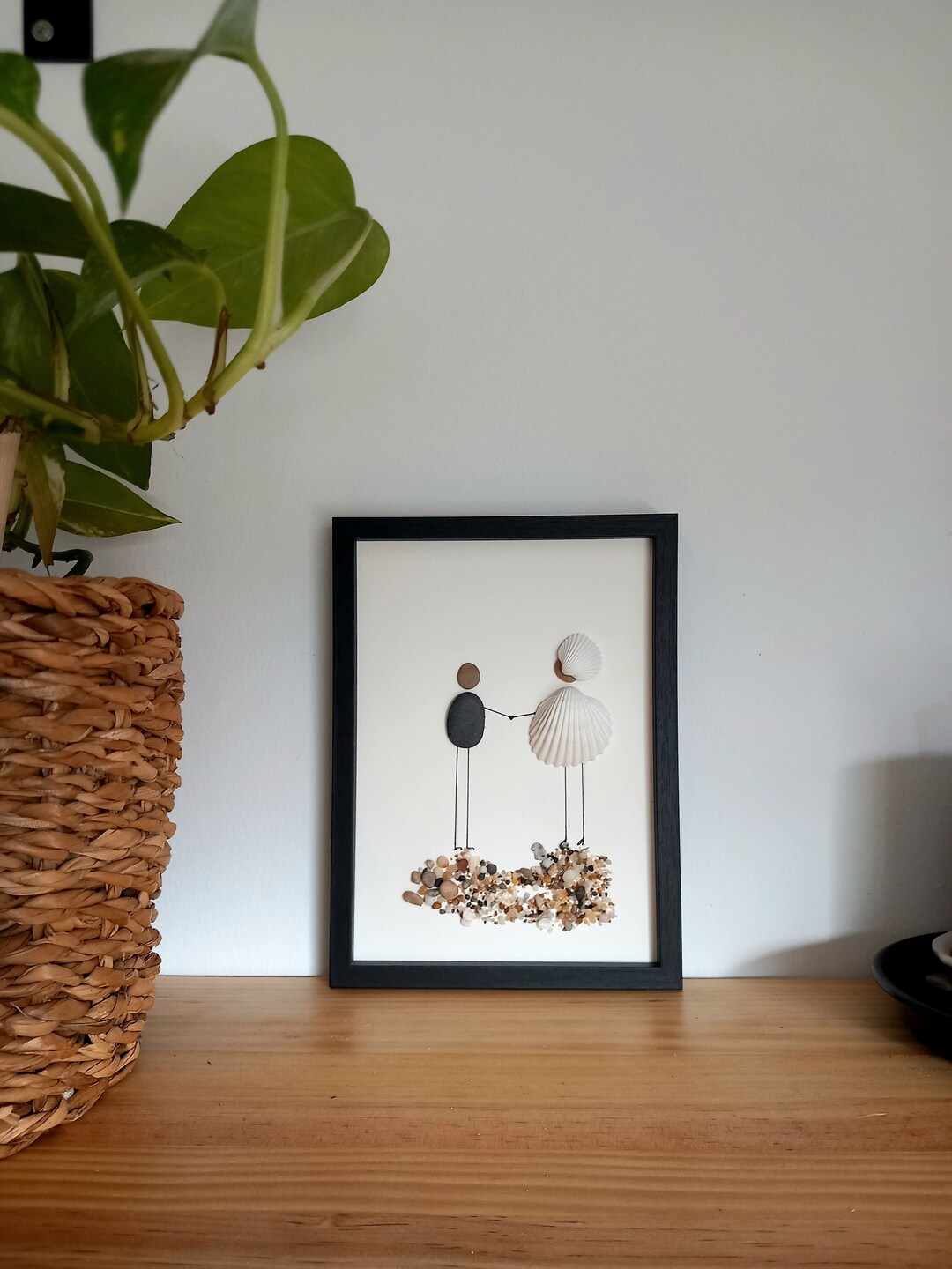 Wedding Couple Getting Married Made of Pebble and Shell, Unique Gift ...