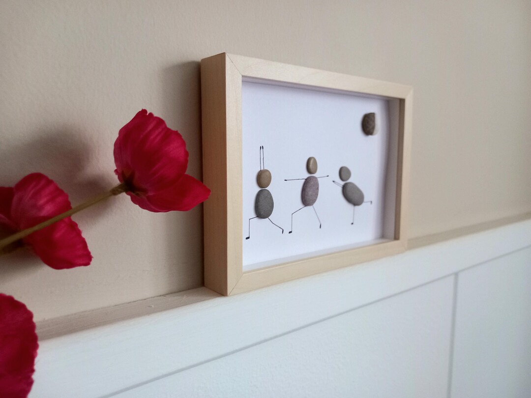 The Three Warrior Poses, Virabhadrasana I, II and III, Handmade Pebble ...