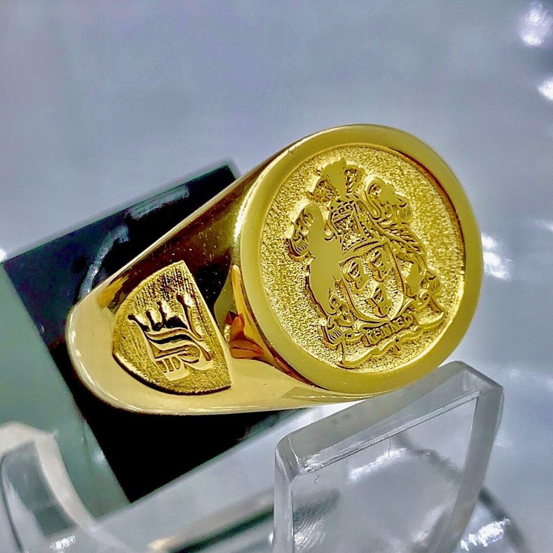 Custom Family Crest Signet Ring Coat of Arms Jewelry Wax Seal Ring ...