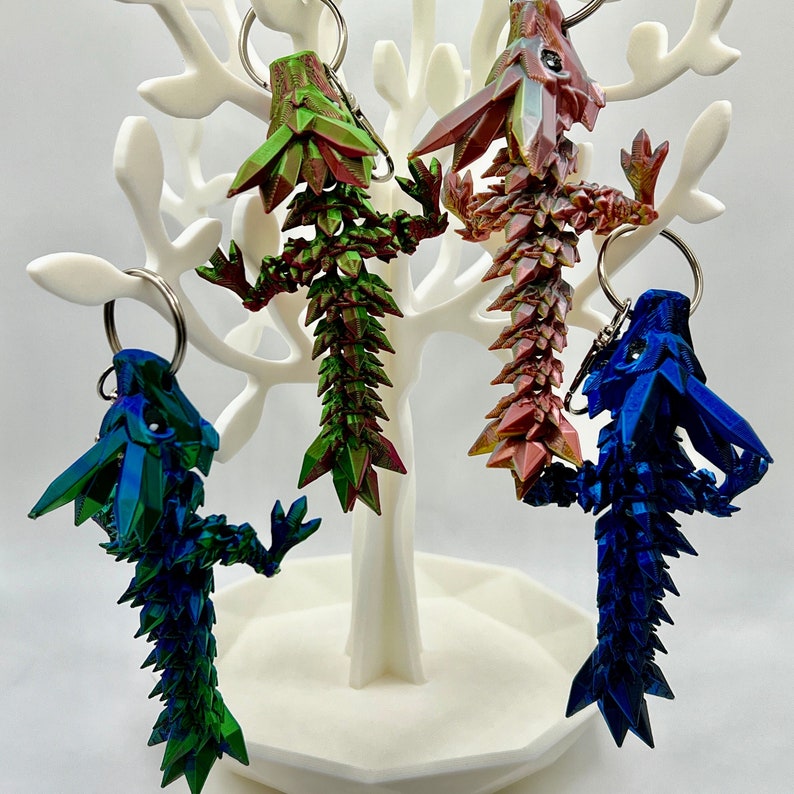 Articulating Dragon Keychains | 3D Printed | Rainbow and Multicolor ...