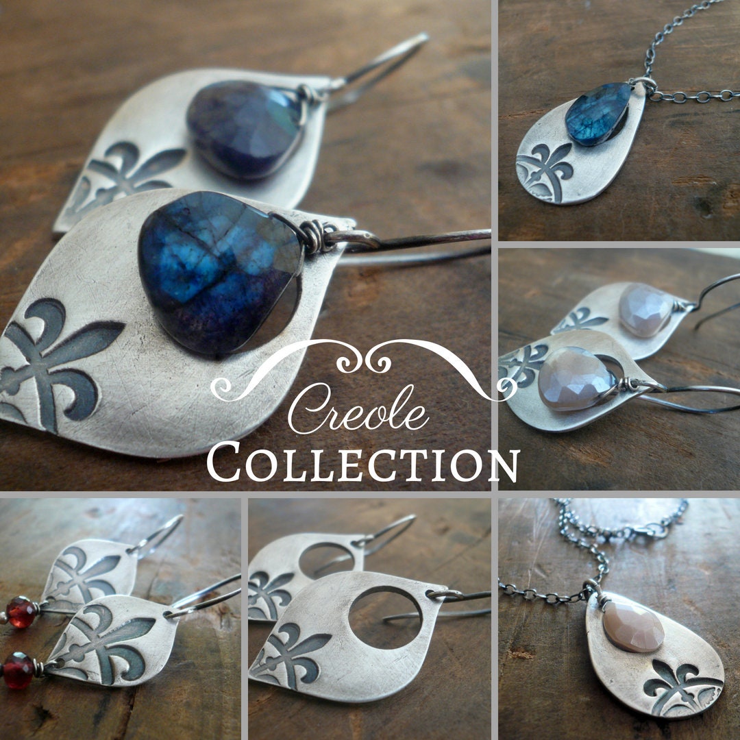 Creole Collection Necklace - Handmade. Champagne Moonstone. Oxidized ...