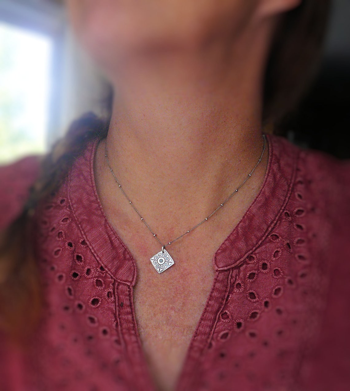 French Quarter Necklace -diamond - Oxidized Fine and Sterling Silver or ...