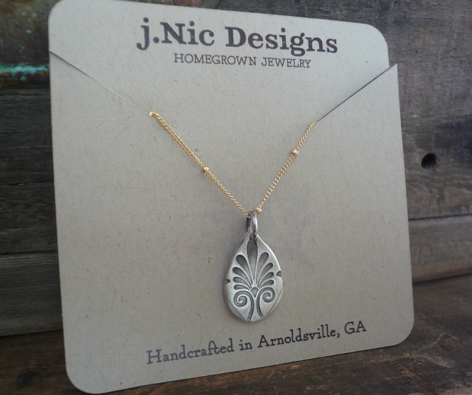 French Quarter Necklace -tear- Oxidized Fine Silver and 14kt Goldfill ...