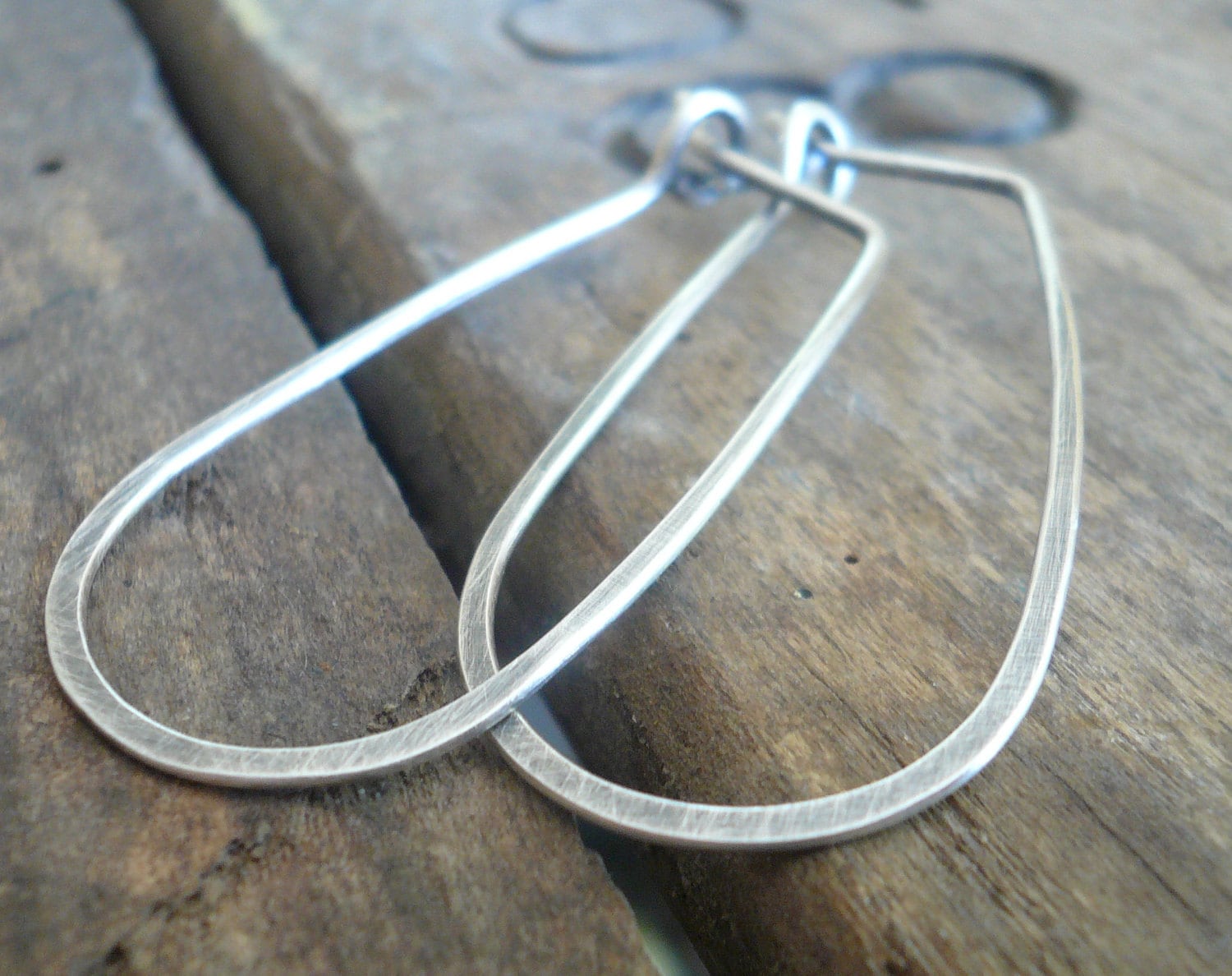 Tear Drop Hoops Handmade. Hand Forged. Oxidized Sterling | Etsy