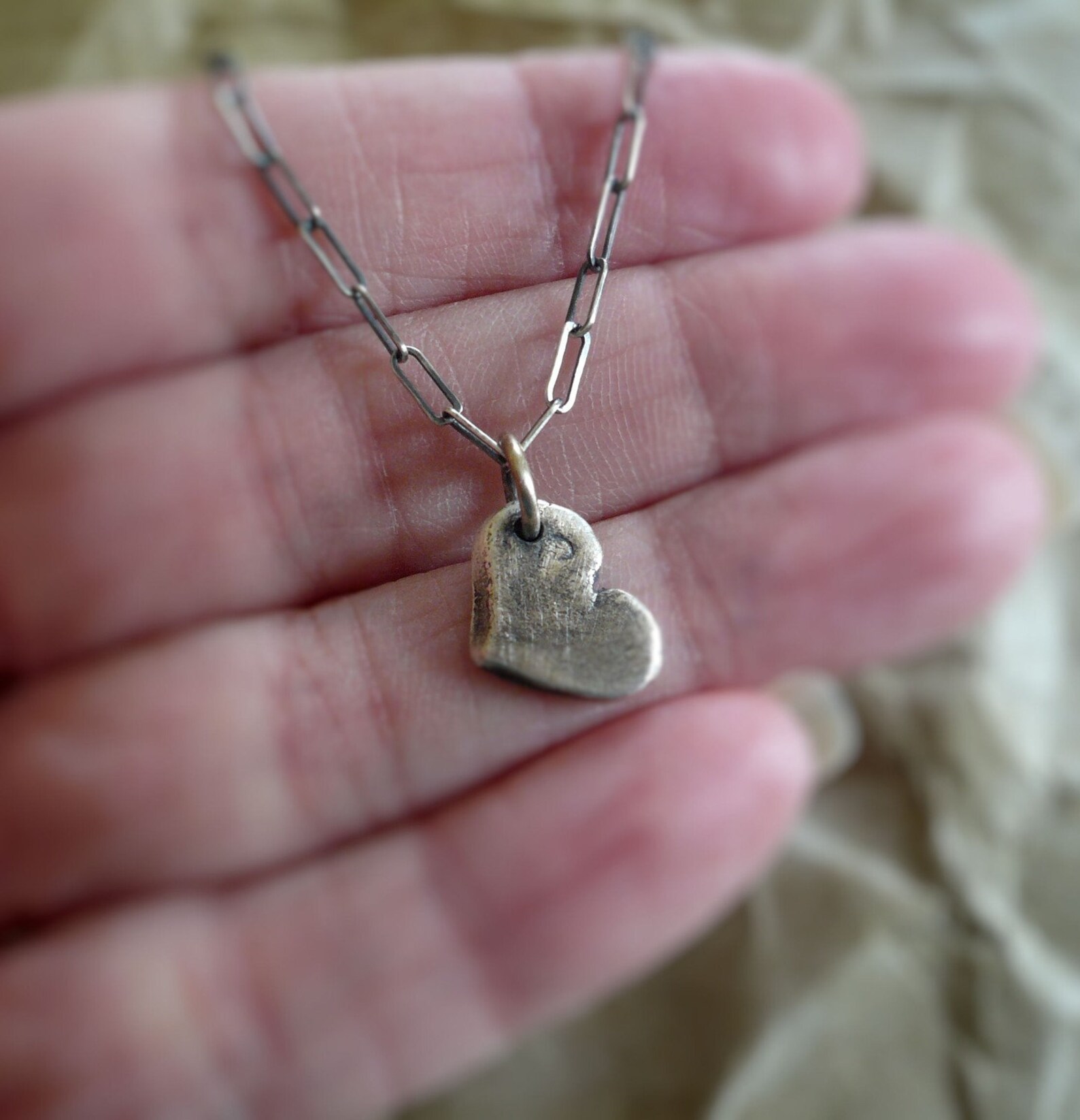 Heart on a String Necklace Handmade. Oxidized Fine and - Etsy