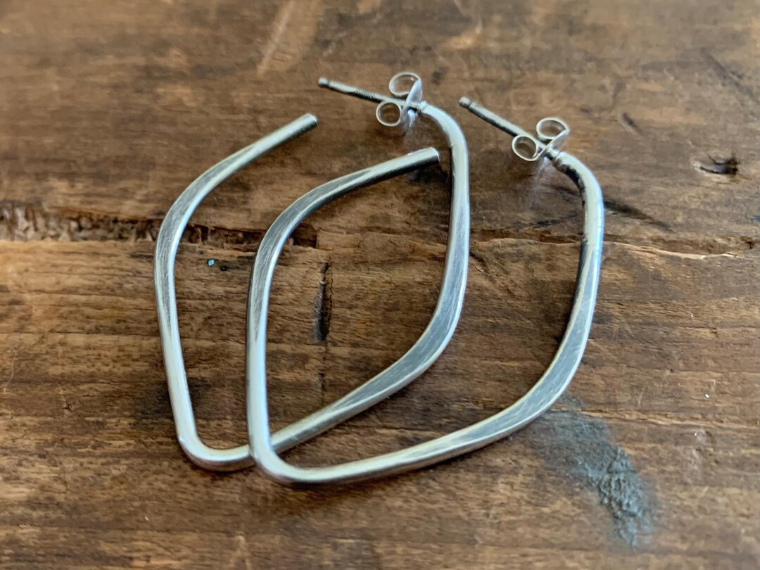 Lotus Hoops - Thick Gauge Sterling Silver Post Hoops Handmade Hammered ...