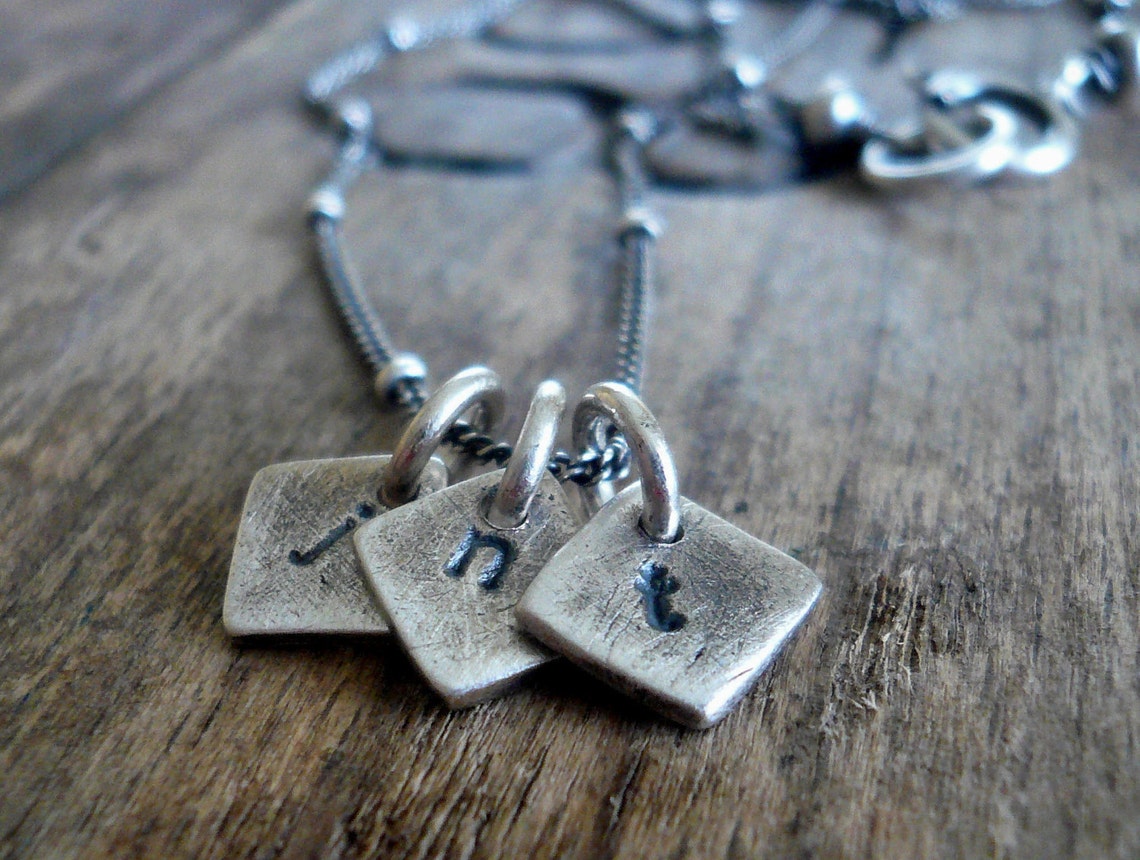 Monogram Necklace Handmade. Personalized. Oxidized Fine and - Etsy