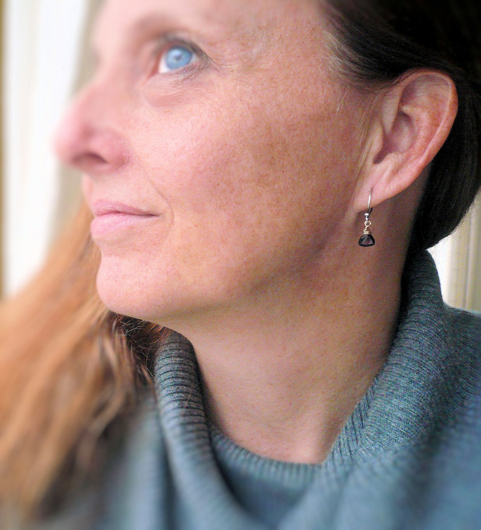 January Earrings - Handmade. Garnet. Mixed Metals. Oxidized Fine Silver ...