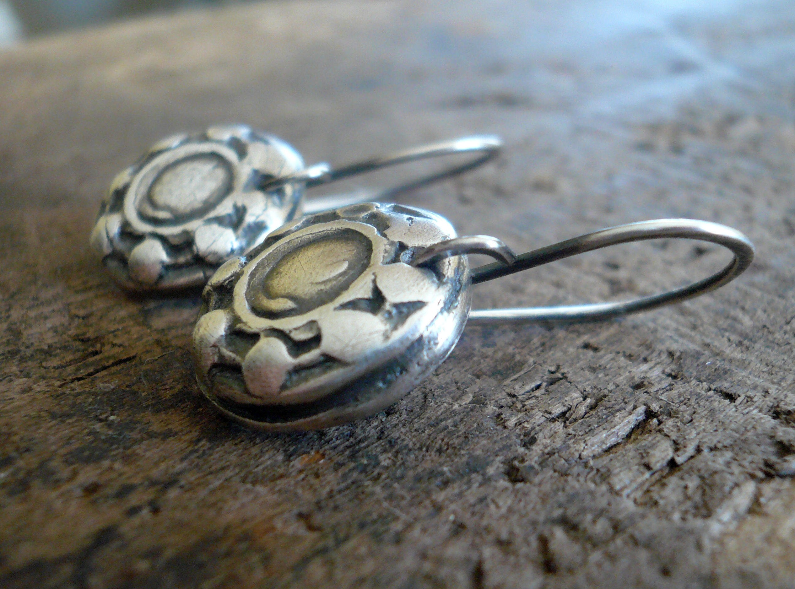 Concho Earrings Handmade. Oxidized fine and sterling silver | Etsy