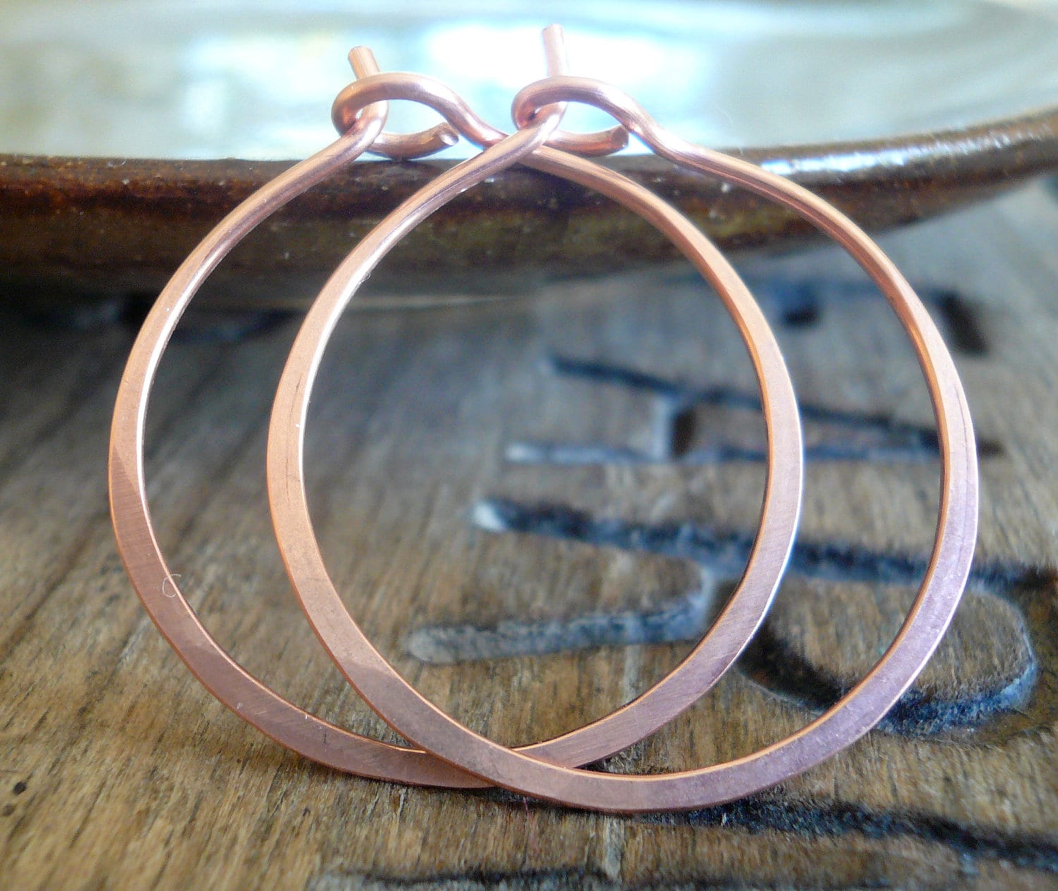 Copper Every Day Hoops Handmade. Handforged. Light Weight. 4 | Etsy