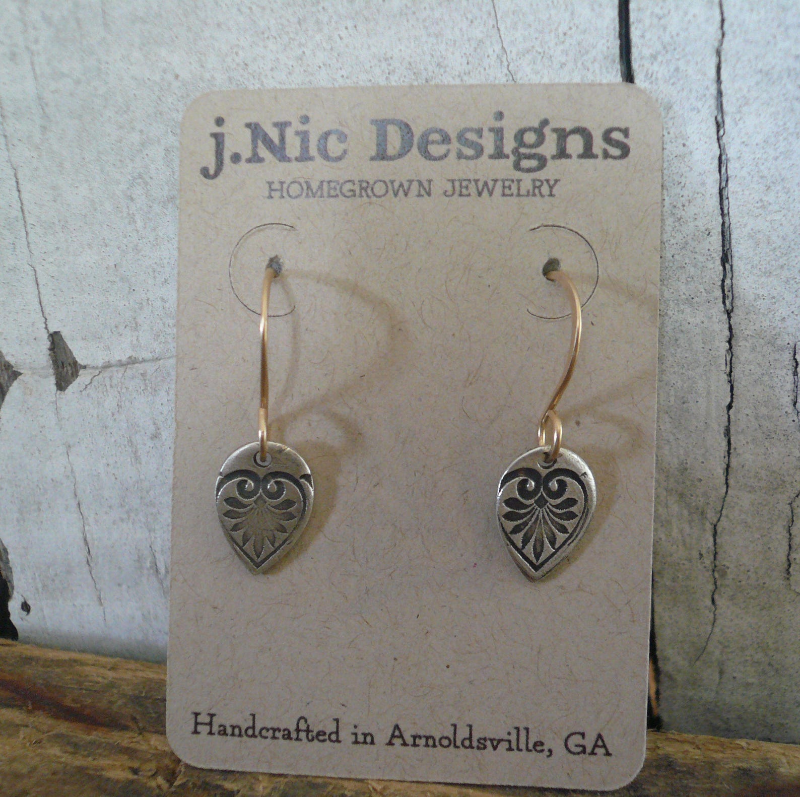 French Quarter Earrings - Leaf - Oxidized Fine Silver. 14kt Goldfill ...