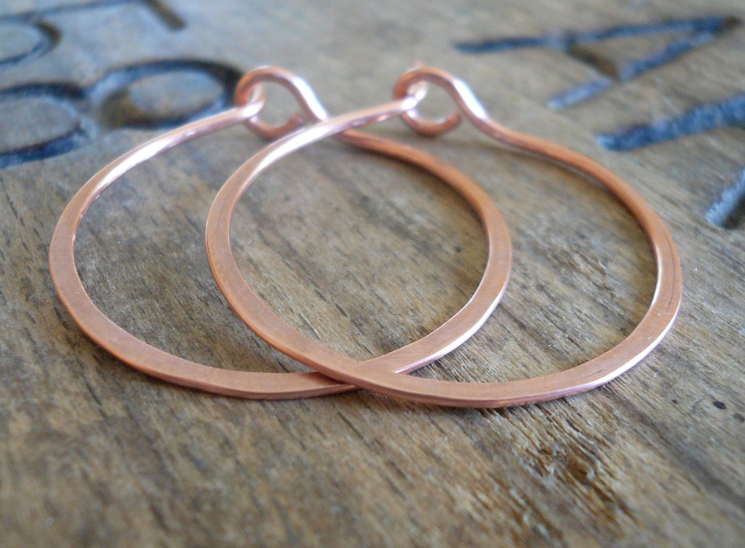 Copper Every Day Hoops Handmade. Handforged. Light Weight. 4 | Etsy