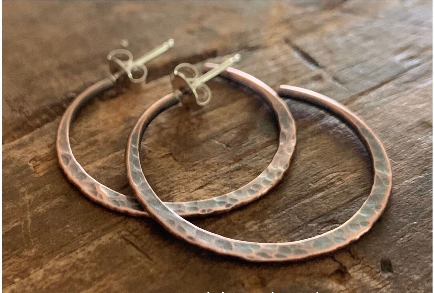 Copper Mangly Hoops With Post- Thick Gauge Copper & Sterling Silver ...