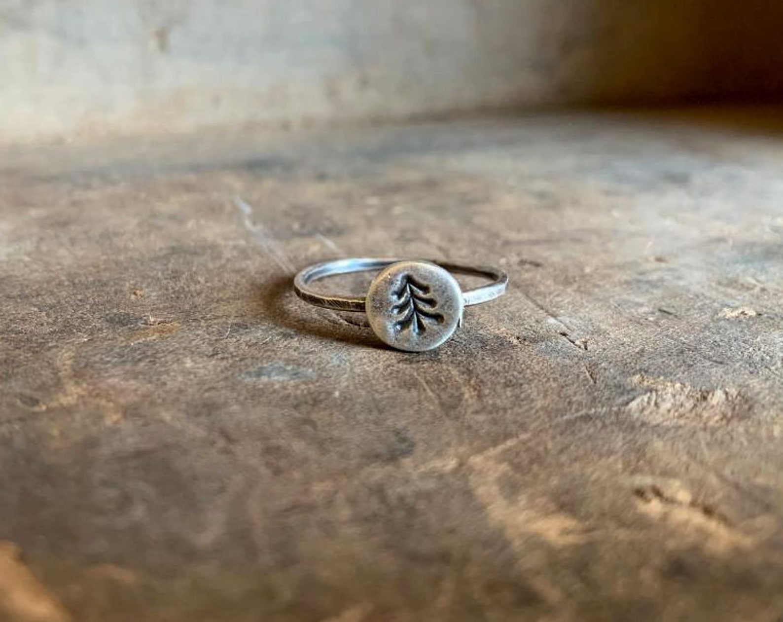 Tree Hugger Ring - Sterling & Fine Silver Oxidized Hammered Ring. Hand ...