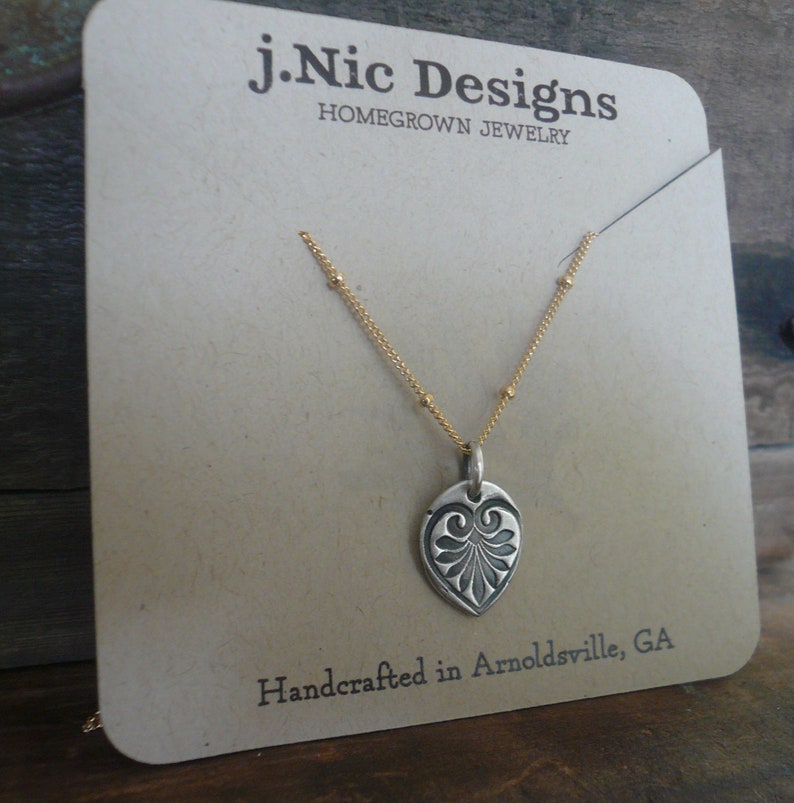 French Quarter Necklace -leaf - Oxidized Fine Silver and 14kt Goldfill ...