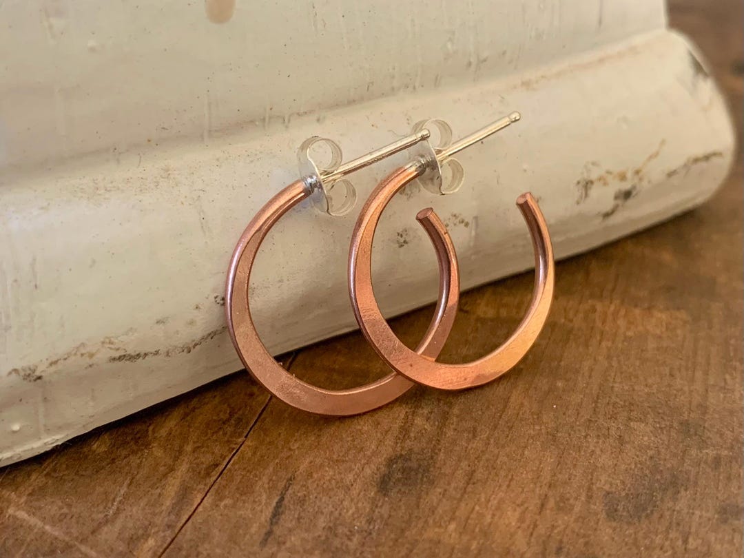 Copper Every Day Hoops With Post- Thick Gauge Copper & Sterling Silver ...