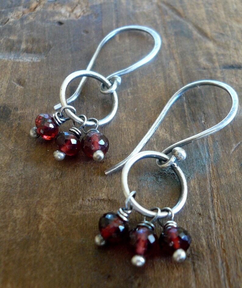 January Flurry Earrings - Handmade. Garnet. Sterling and Fine Silver ...