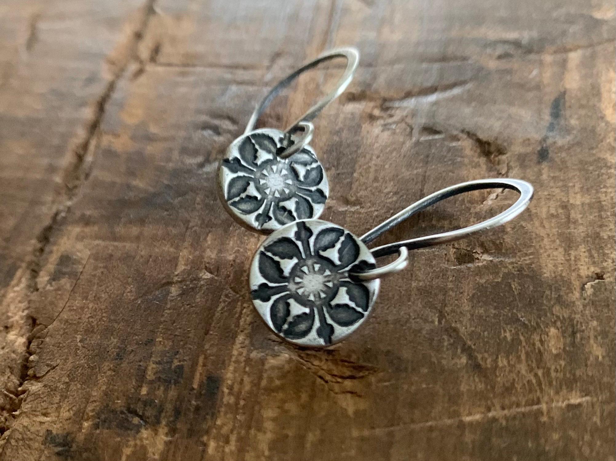 French Quarter Earrings - Round - Oxidized Fine & Sterling Silver ...