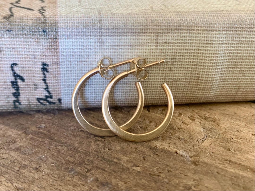 Thick Gauge Satin Hoops in 14kt Yellow or Rose Goldfill With Post ...
