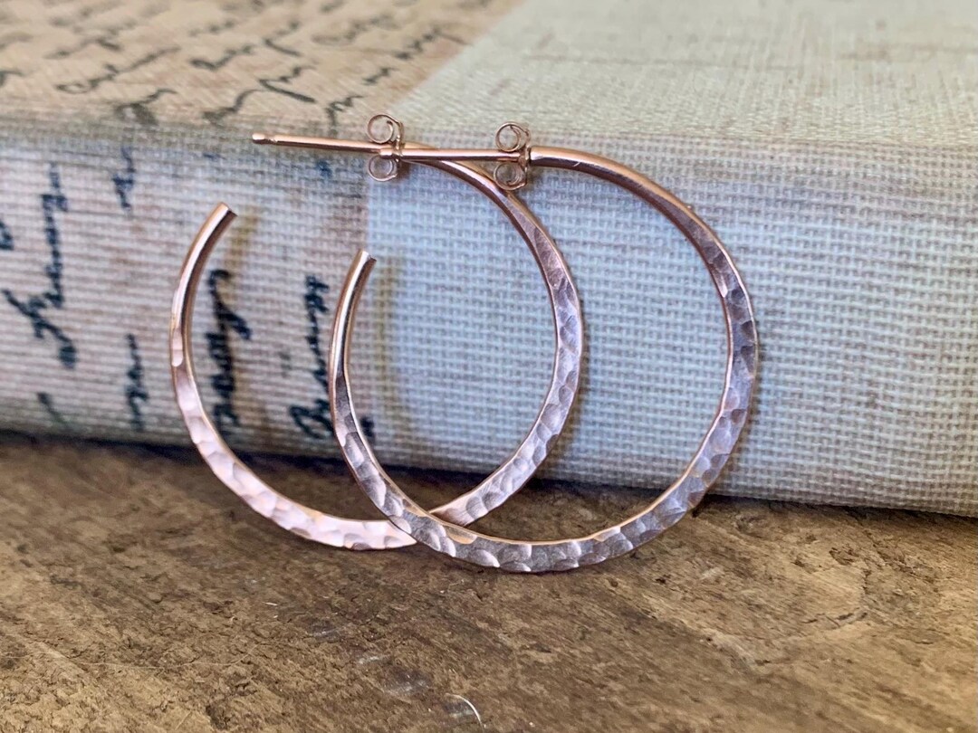 Thick Gauge Mangly Hoops in Rose or Yellow Goldfill With Post - Choice ...
