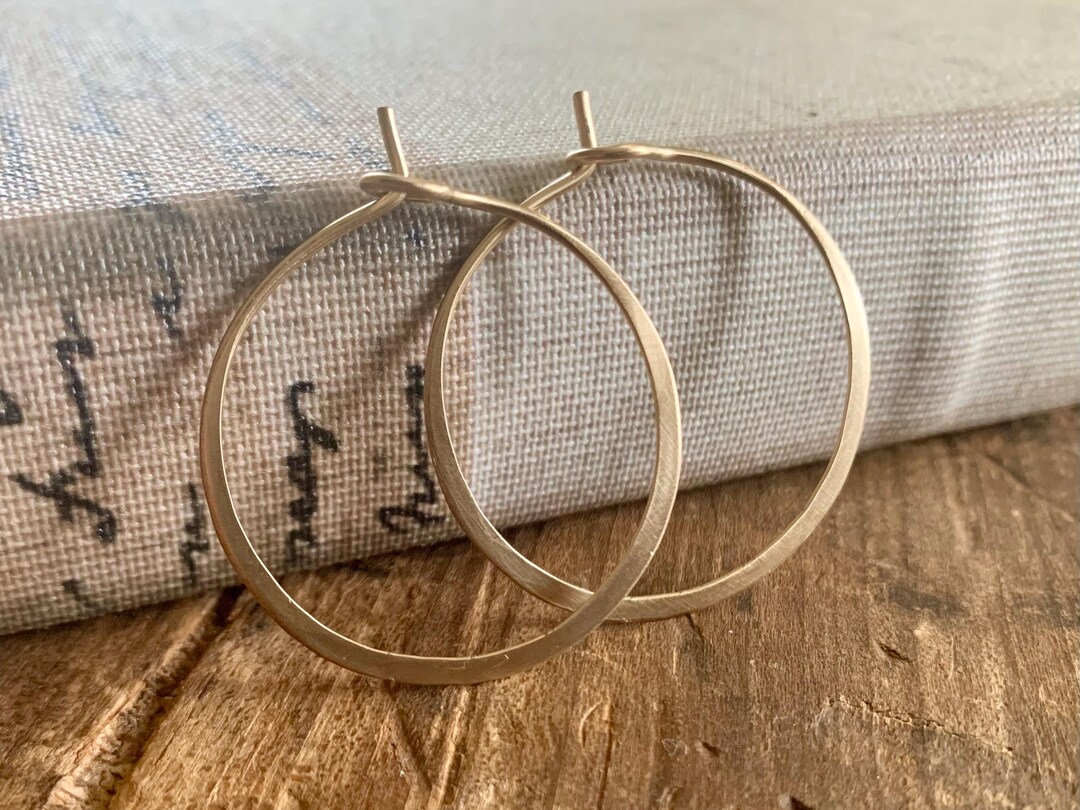 Satin Hoops - Handmade. Handforged. Matte 14k Goldfill Light Weight ...