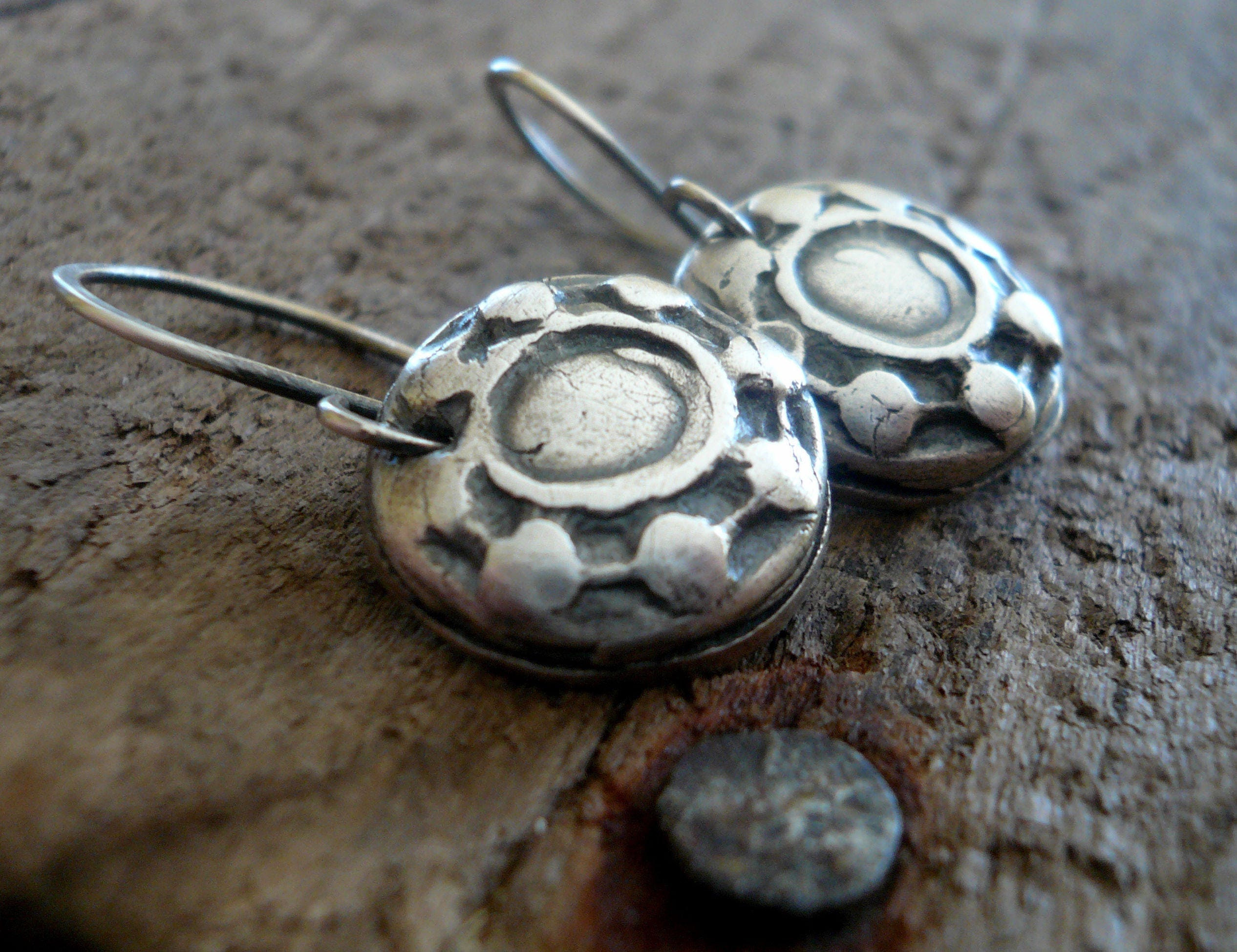 Concho Earrings Handmade. Oxidized fine and sterling silver | Etsy