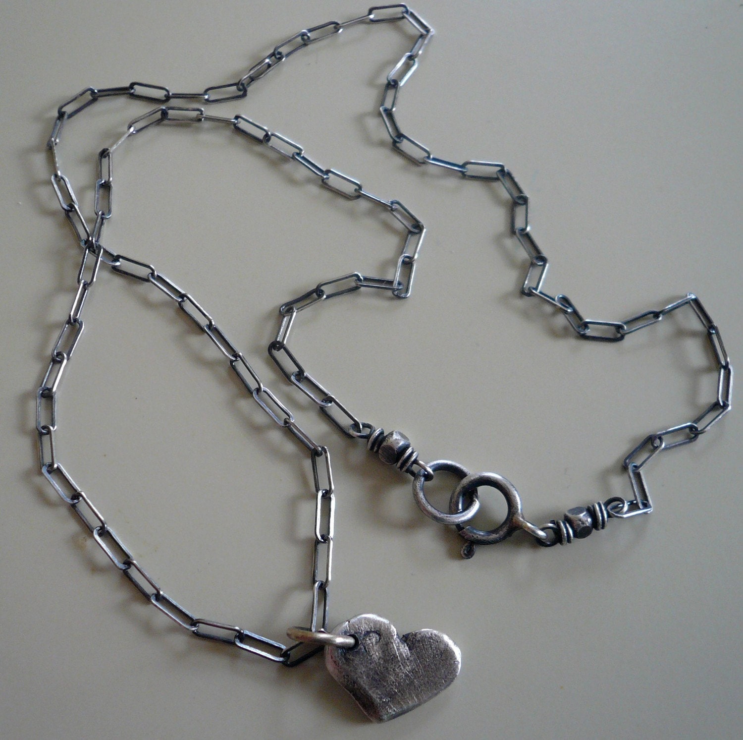 Heart on a String Necklace - Handmade. Oxidized Fine and Sterling ...