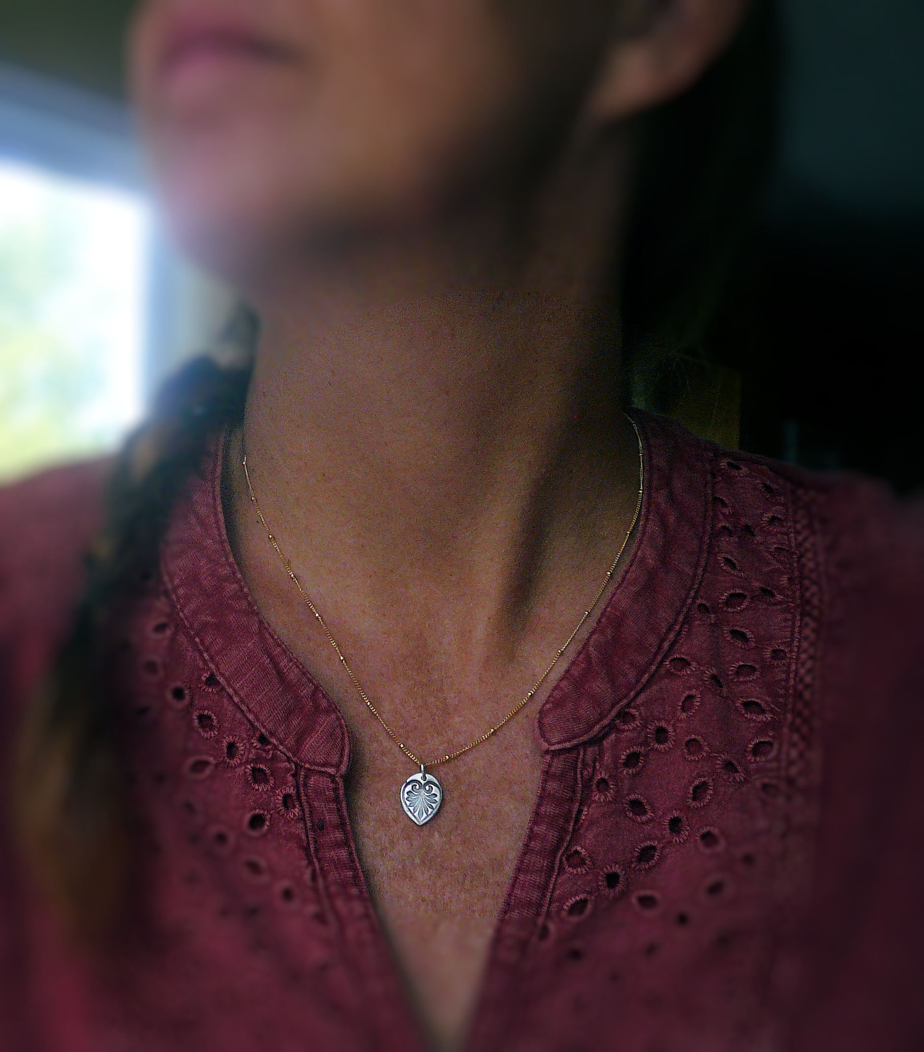 French Quarter Necklace -leaf - Oxidized Fine Silver and 14kt Goldfill ...