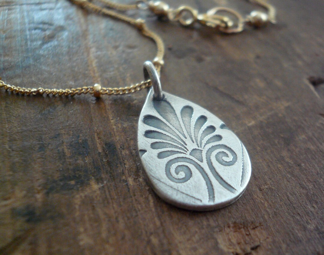 French Quarter Necklace -tear- Oxidized Fine Silver and 14kt Goldfill ...