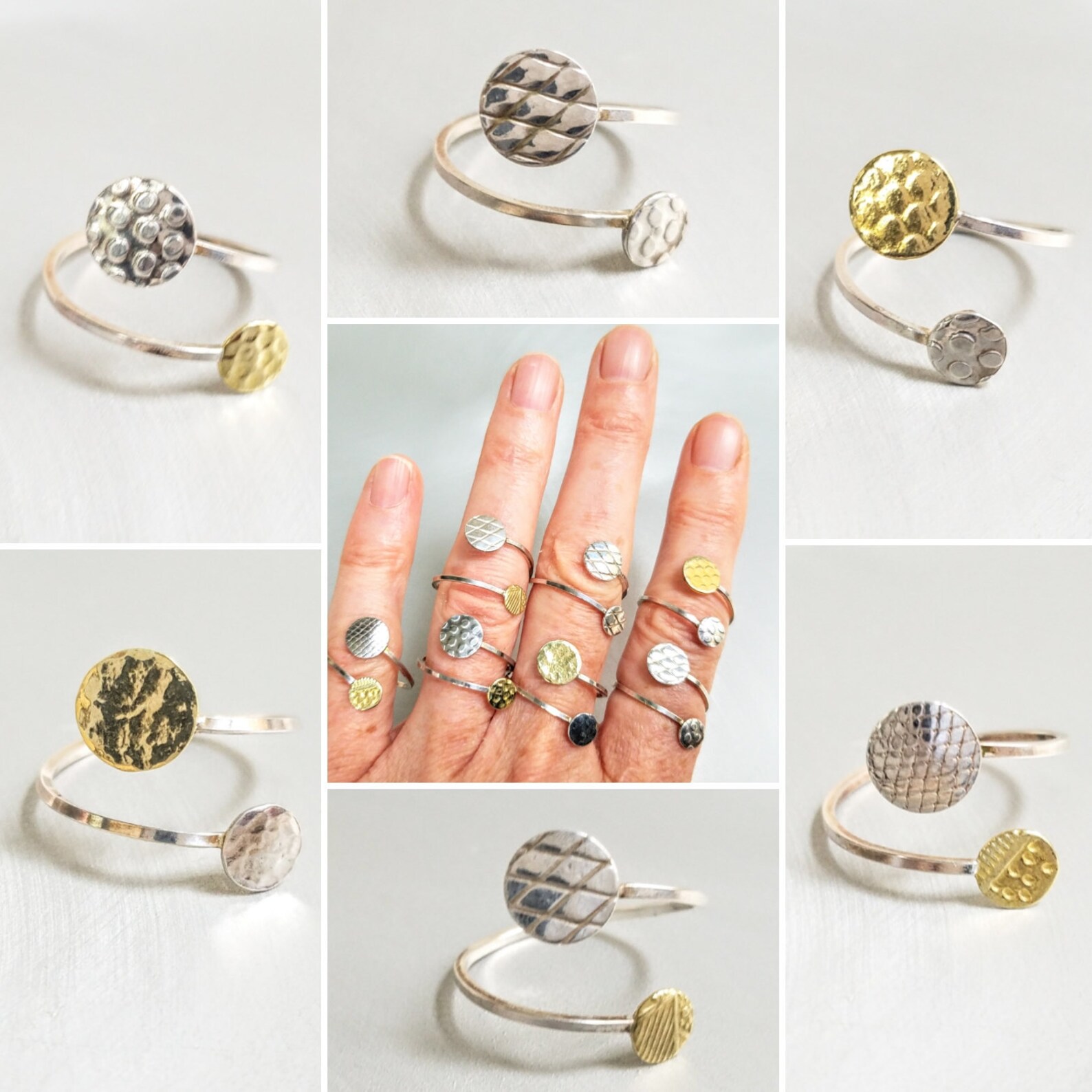 Orbit Mixed Metal Adjustable Size Wrap-around Rings Fits US - Etsy
