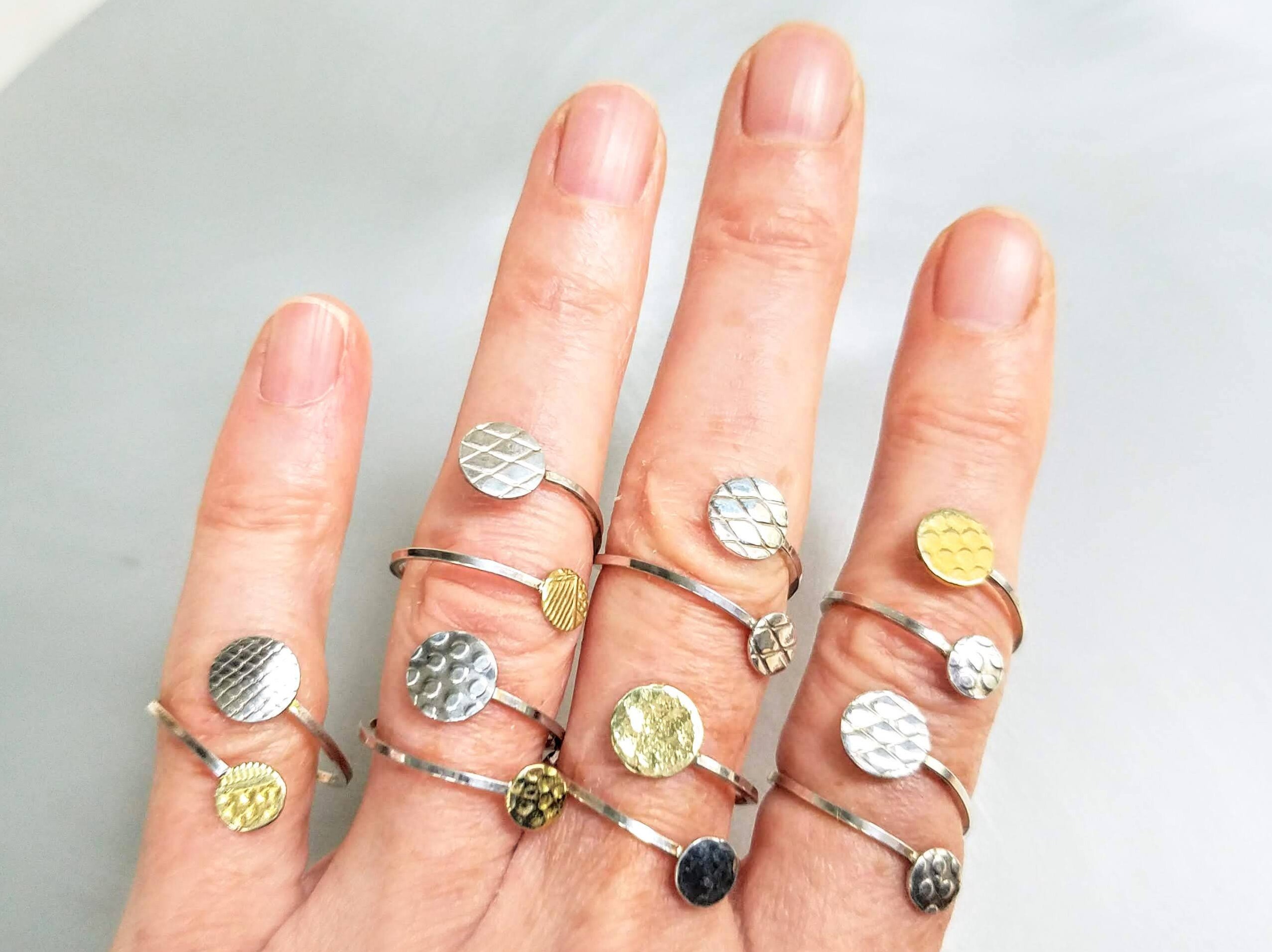 Orbit Mixed Metal Adjustable Size Wrap-around Rings Fits US - Etsy