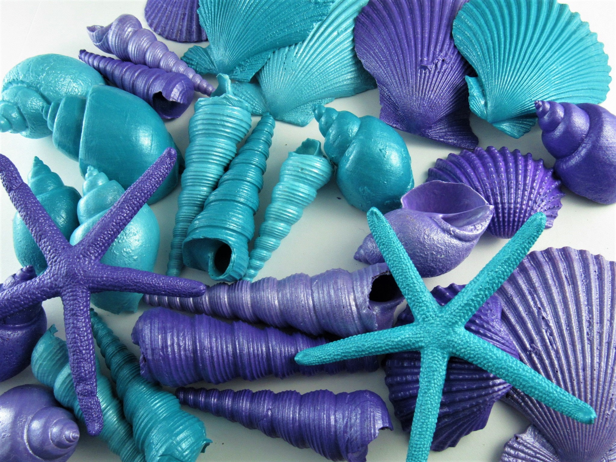 Mermaid Party Decorations, Real Seashells Painted in Mermaid Colors, 40 ...