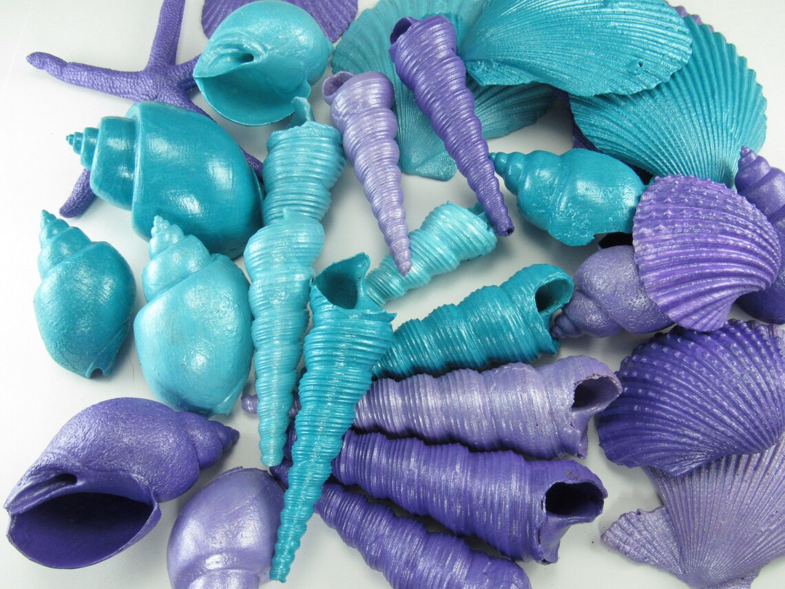 Mermaid Party Decorations Real Seashells Painted in Mermaid - Etsy