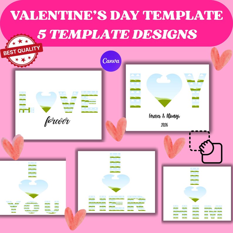 Custom Love Photo Collage Canva, 5 Templates Bundle, Valentine’s Day ...