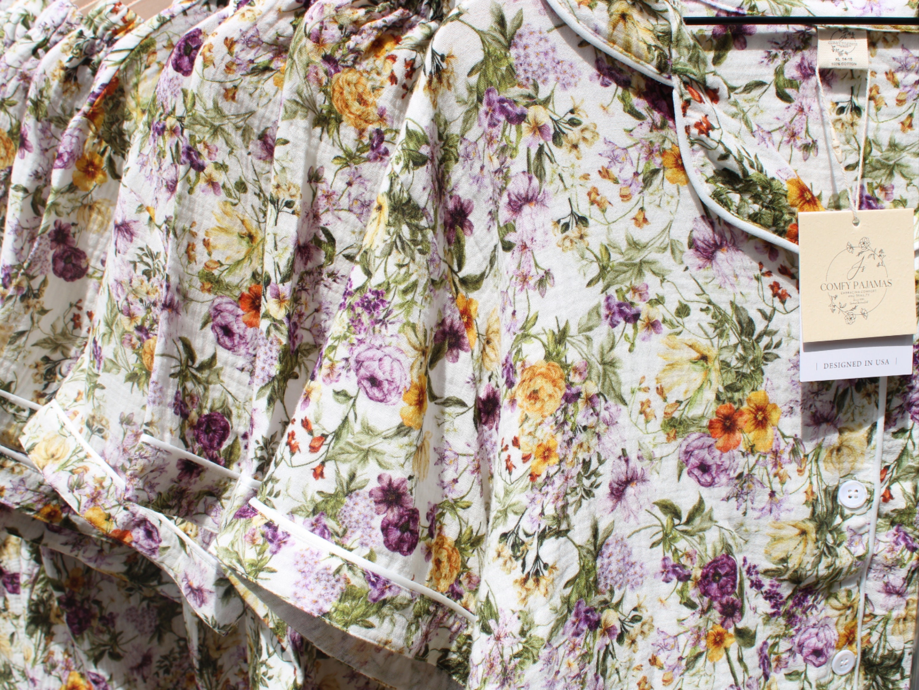 Woman Handmade Summer Pure Cotton Floral Pajamas Sets/ladies Floral ...