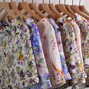 Woman Handmade Summer Pure Cotton Floral Pajamas Sets/ladies Floral ...