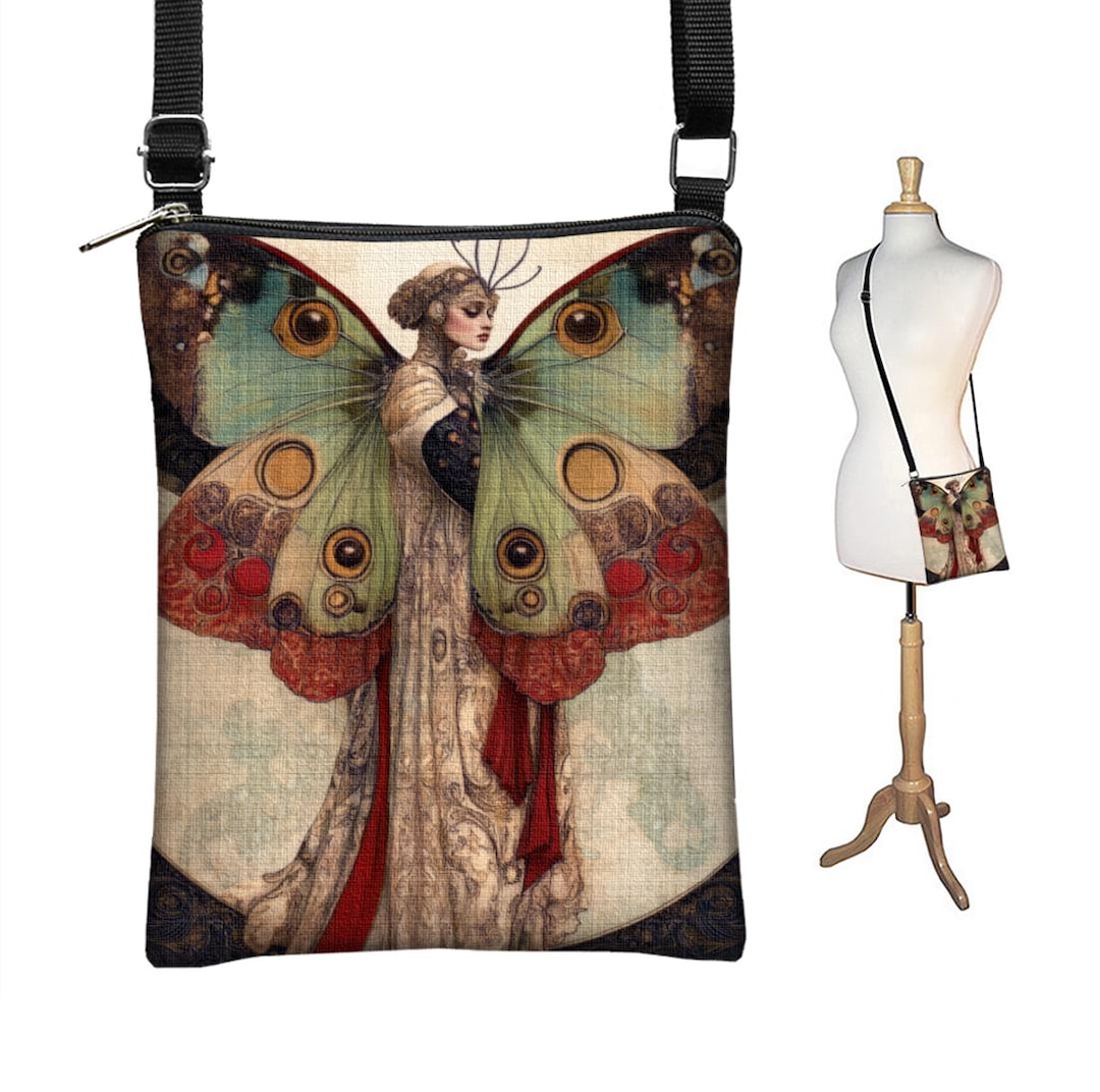 Luna Moth Crossbody Bag Art Nouveau Fabric Bag Small Crossbody Bags for ...