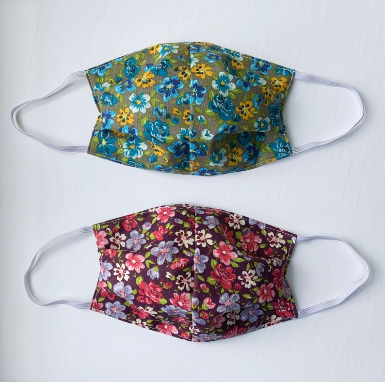 Pretty Floral Face Masks for Women Made in USA Calico Fabric | Etsy