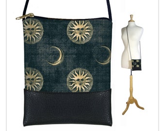Sun Moon Small Cross Body Bag, Boho Sling Bag, Black Cell Phone Purse ...