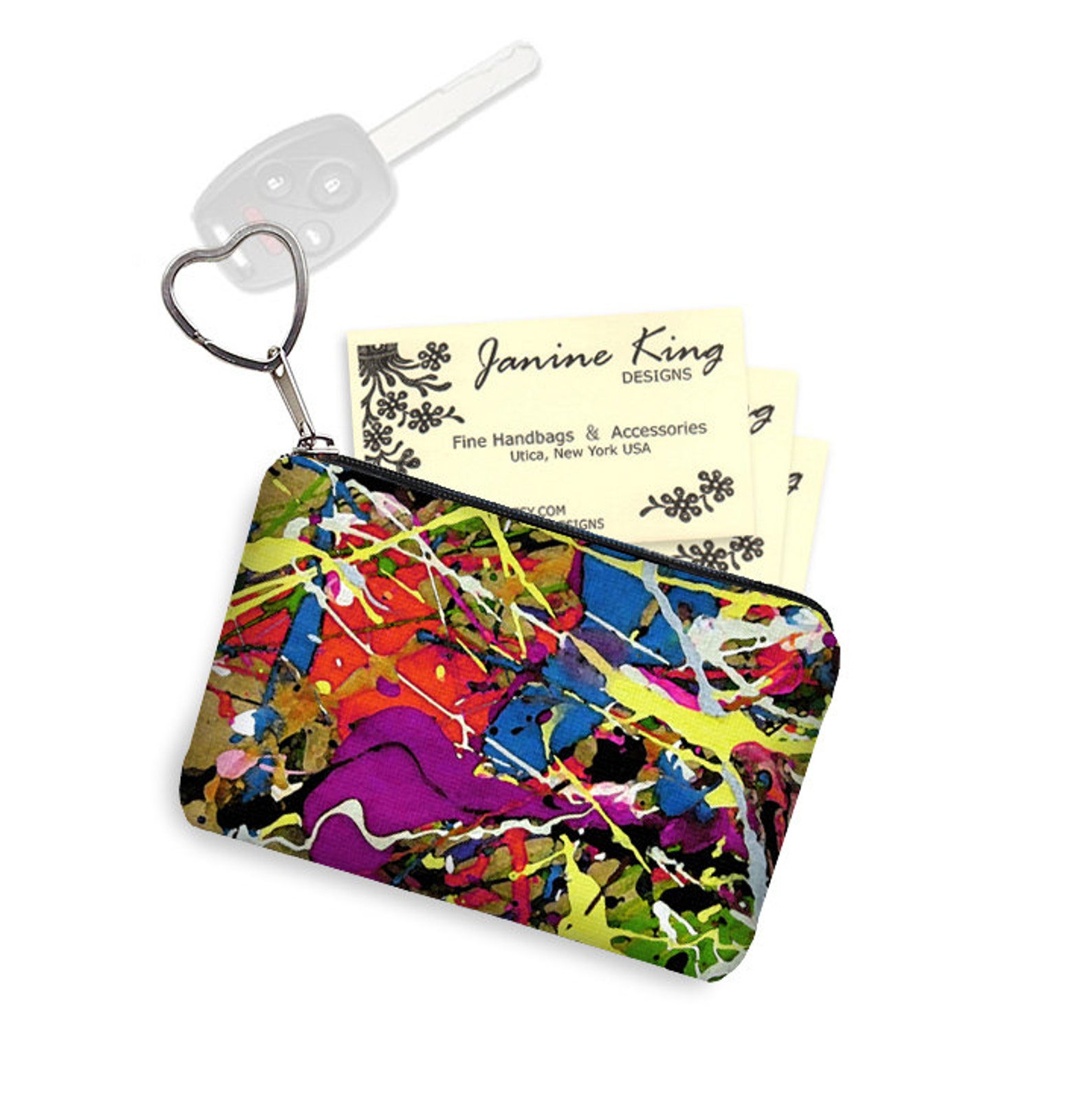 Credit Card Holder Coin Purse Keychain Key Fob Colorful | Etsy