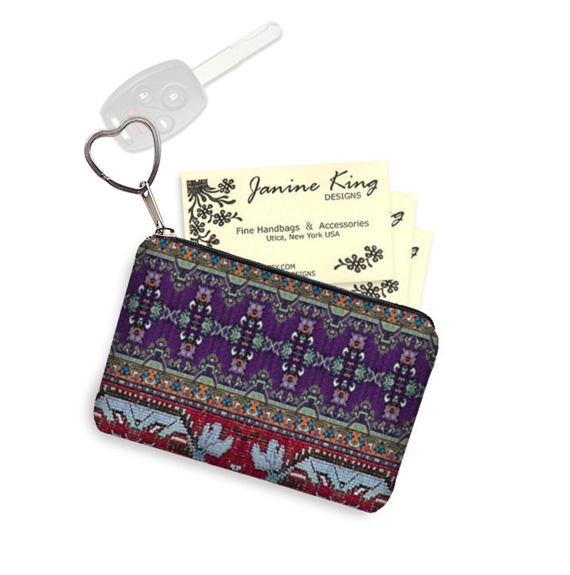 Colorful Boho Business Card Case Key Chain Key Fob Small | Etsy