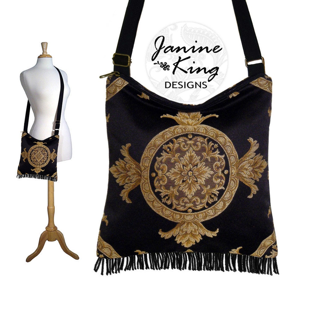 Gypsy Boho Fringe Purse Black Hippie Bag Hobo Bag Cross Body Medallion ...