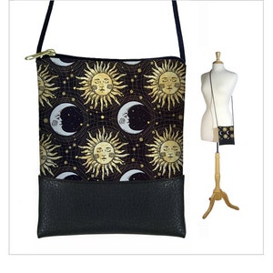 Sun Moon Small Cross Body Bag, Boho Sling Bag, Black Cell Phone Purse ...