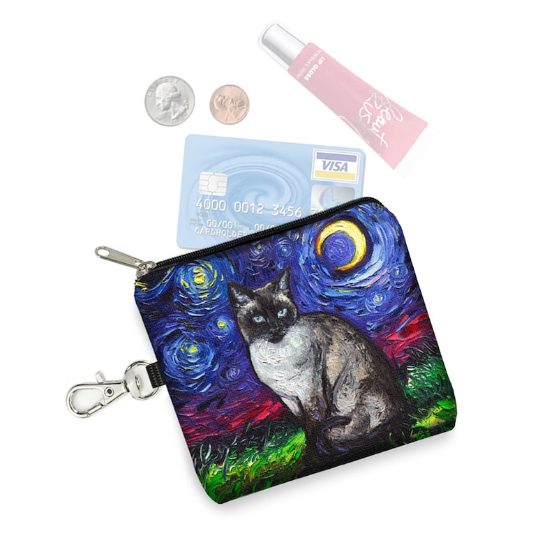 SG Siamese Cat Small Zipper Pouch Coin Purse Keychain Cat | Etsy
