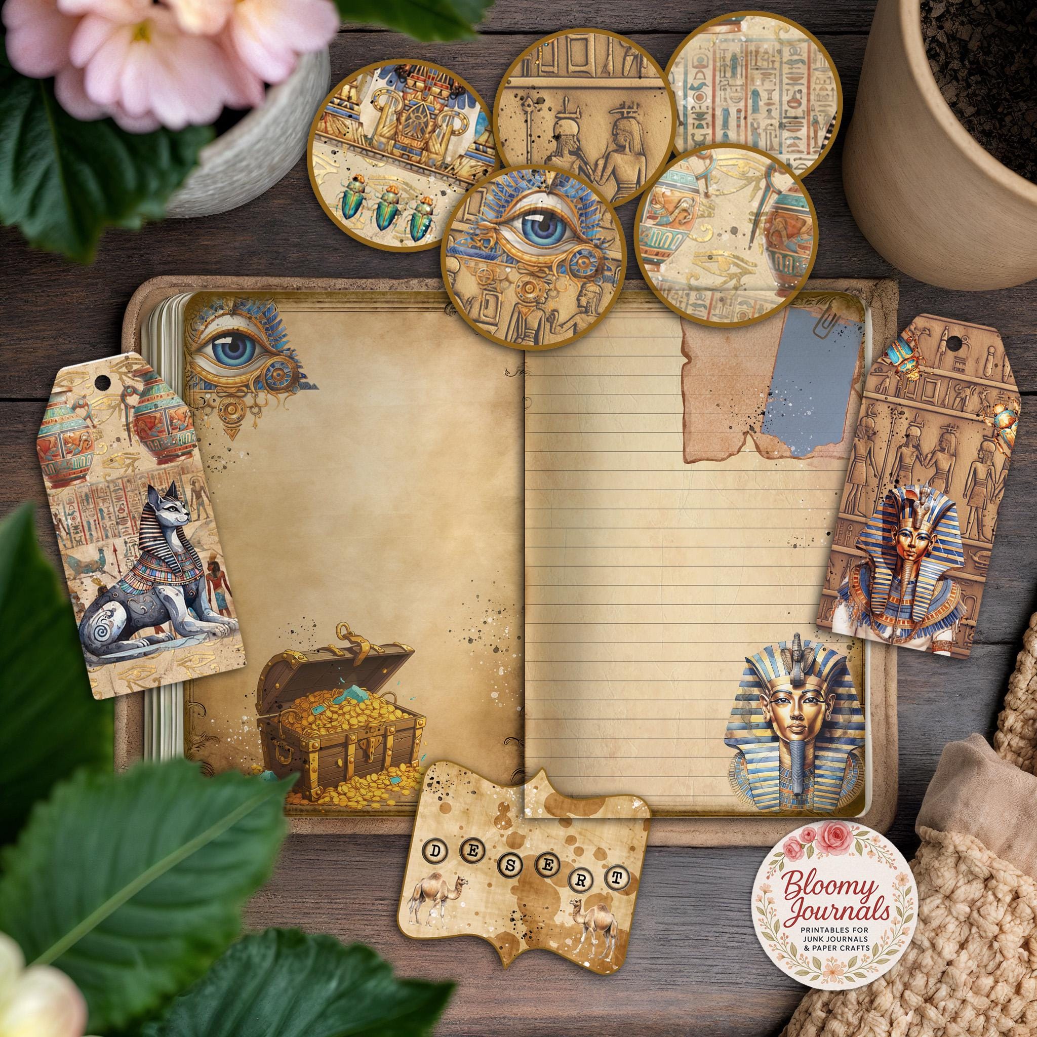 Ancient Egypt Lined Journal Pages – Printable Writing Paper, Pyramid ...