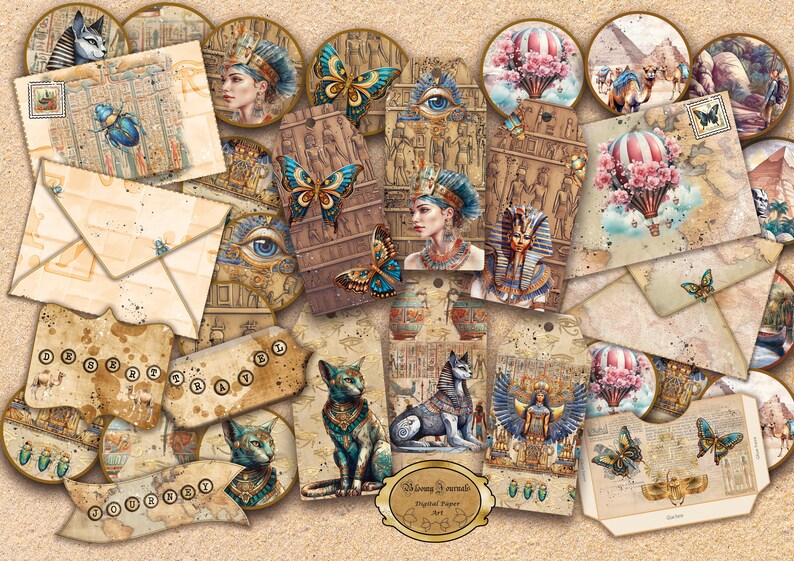 Printable Ancient Egypt Junk Journal Kit – Vintage Desert Ephemera ...