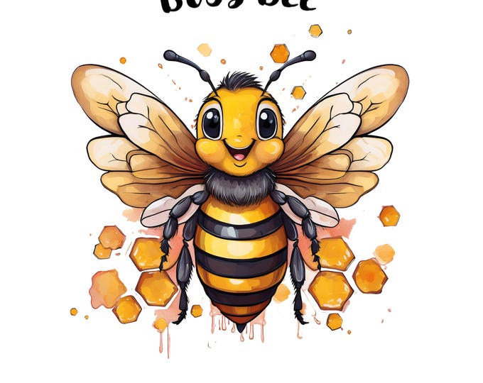 Whimsical Bee Digital Clipart - Transparent PNG for Sublimation ...