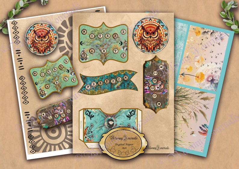 Native American Spirit, Minikit Junk Journal, Ephemera, Hang-tags ...