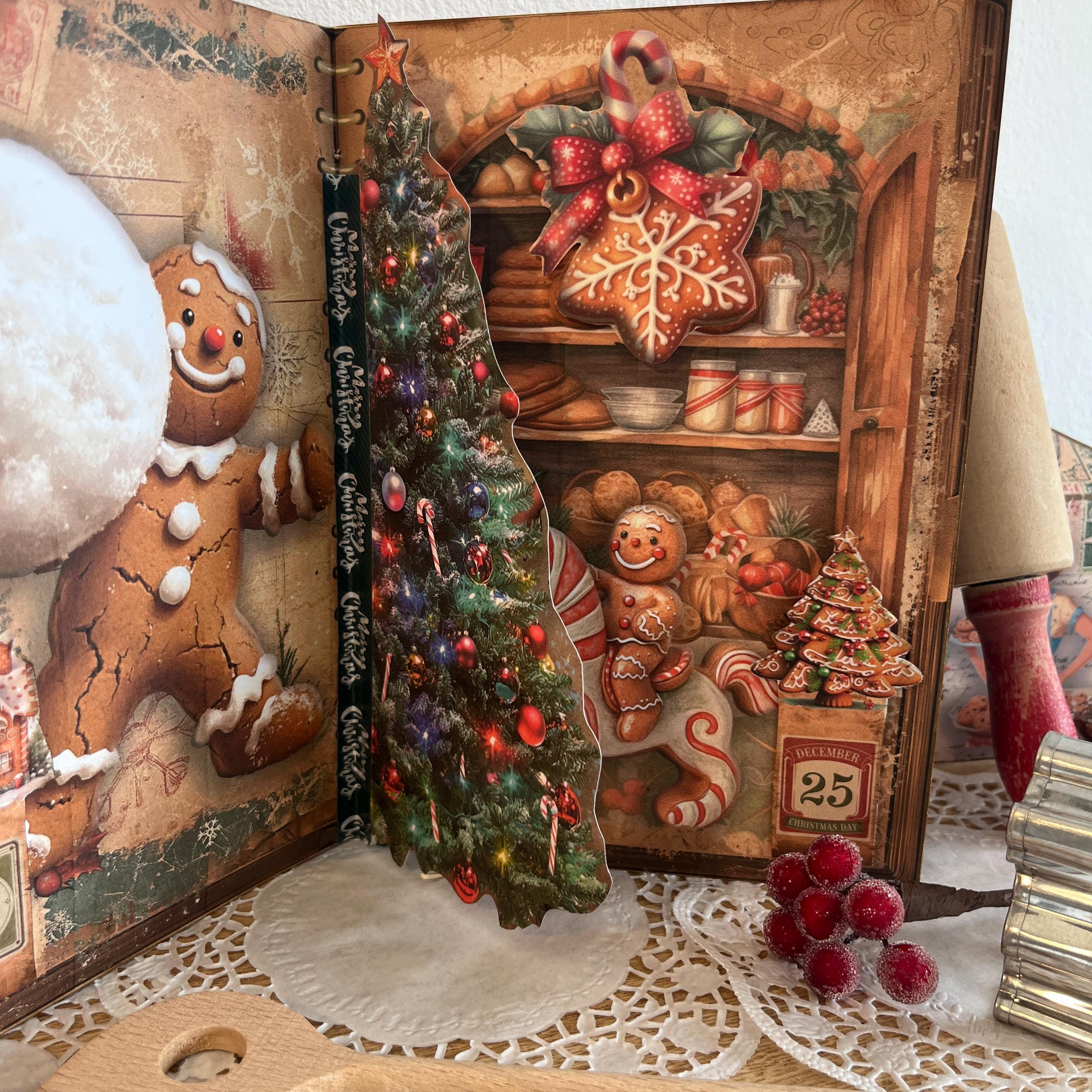 Christmas Bakery Junk Journal Kit , Gingerbread Retro Baking Ephemera ...