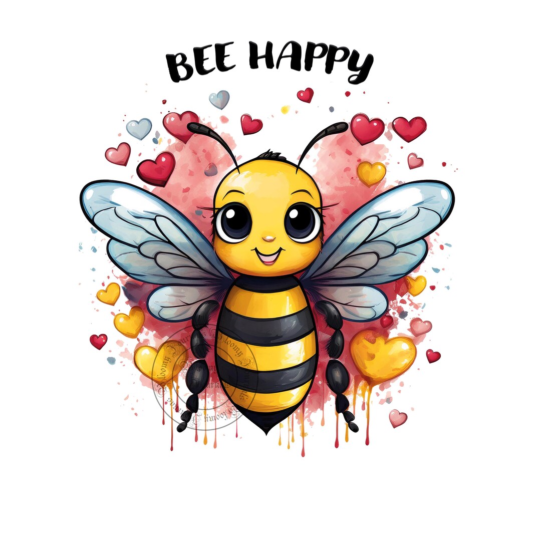 Bee Happy Bee Clipart, Bee Graphic, Honey Bee, Cute Bee, Bee Art, for ...